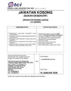 36. Vacancy_Operator Pengeluaran_Jan_2026 | Tenaga Cable Industries Sdn Bhd